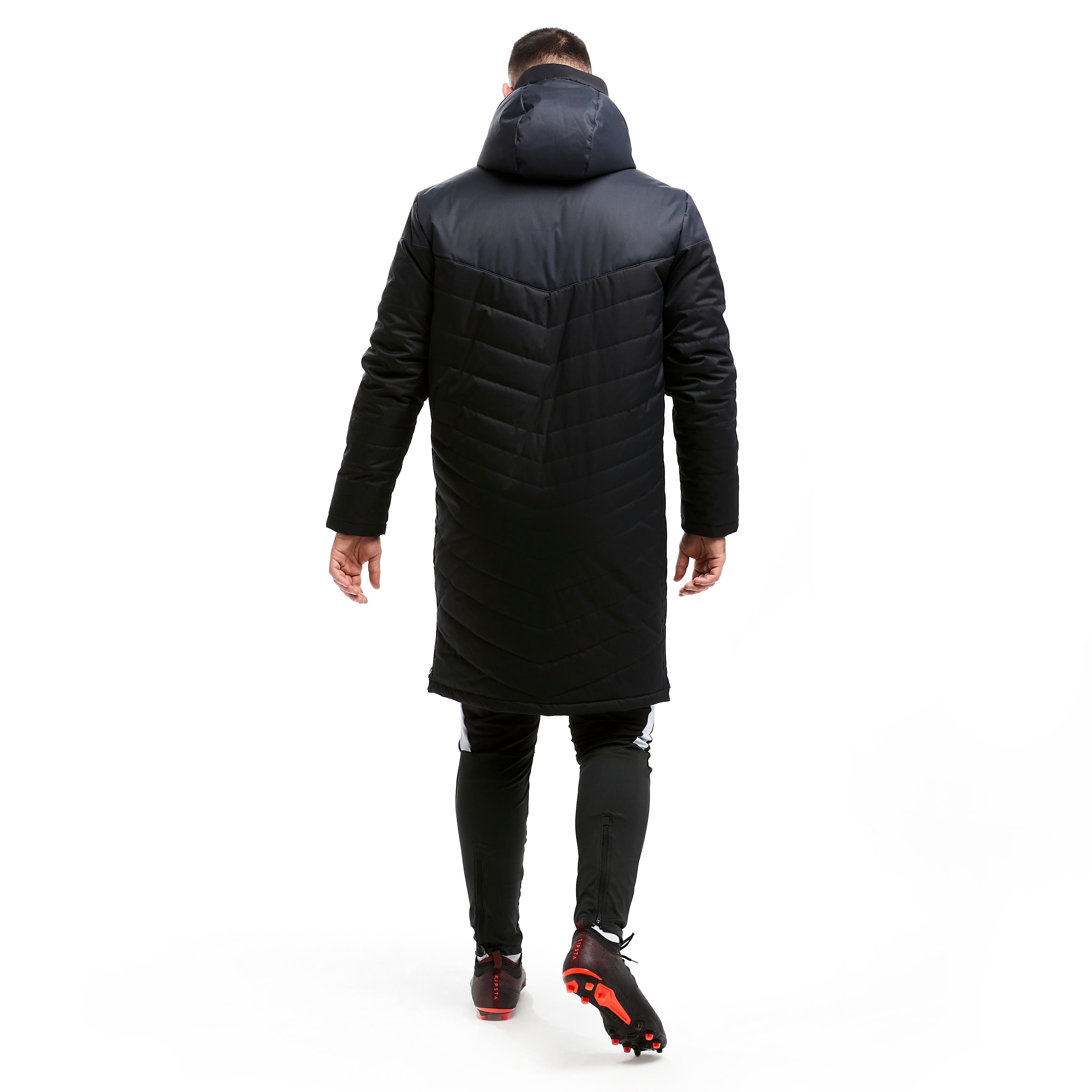 Adult Long Football Parka Coat - Black - Decathlon