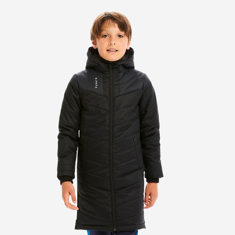 PARKA LONGUE DE FOOTBALL ENFANT TRX NOIRE KIPSTA | Decathlon