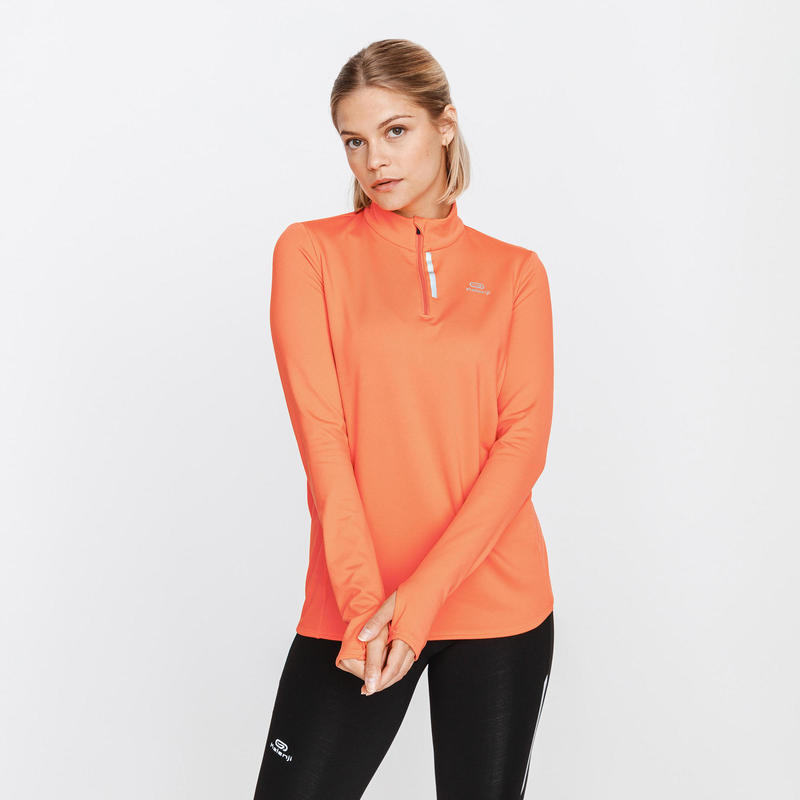 Tee Shirt Manches Longues Zip Running Run Warm Femme Kalenji Decathlon