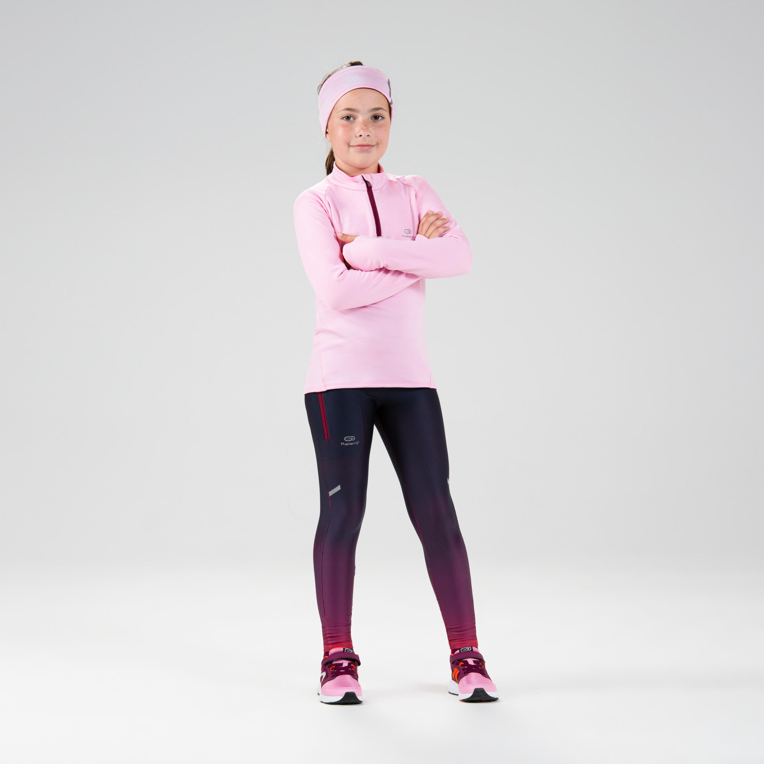 Kids' Athletics Tights AT 100 - faded neon coral - Decathlon