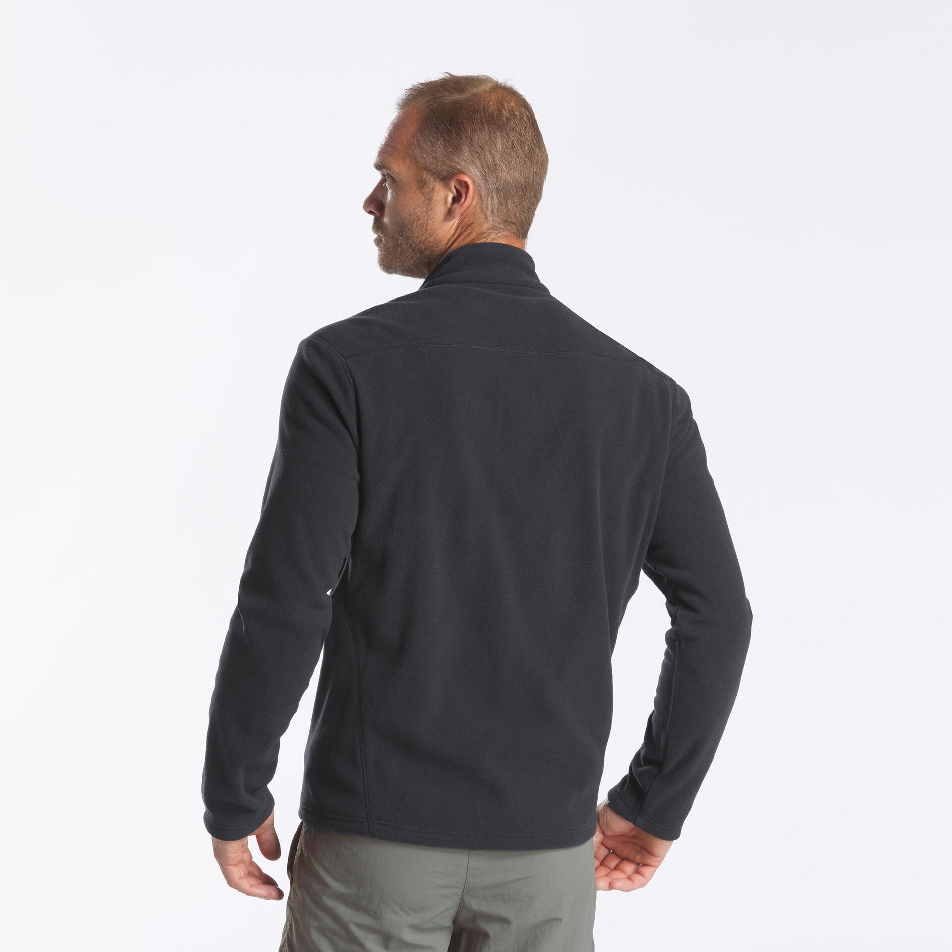 Men's Mountain Hiking Fleece MH100 Full Zip - Black