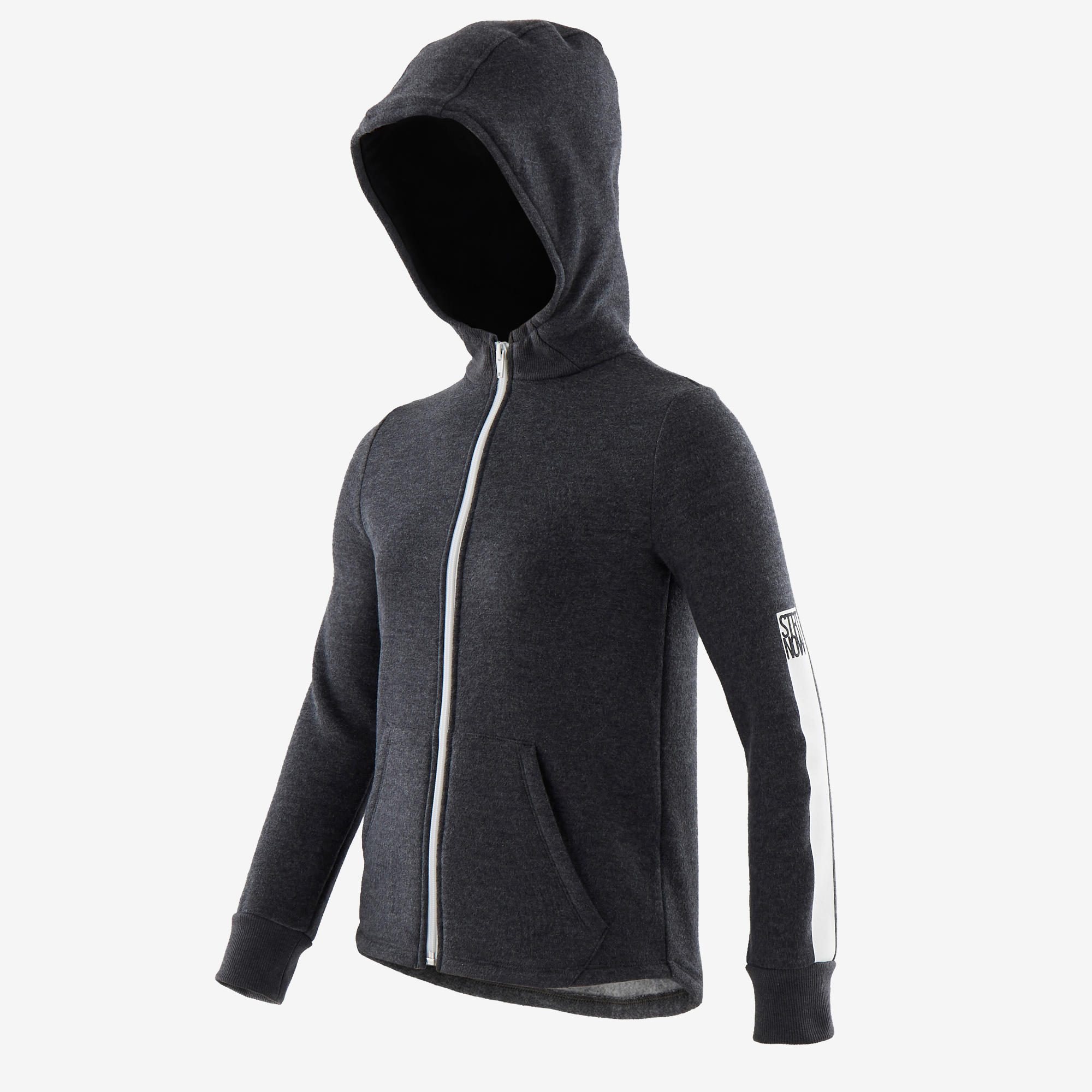 Girls' Gym Warm Brushed Jersey Breathable Hooded Jacket 100 - Dark Grey ...