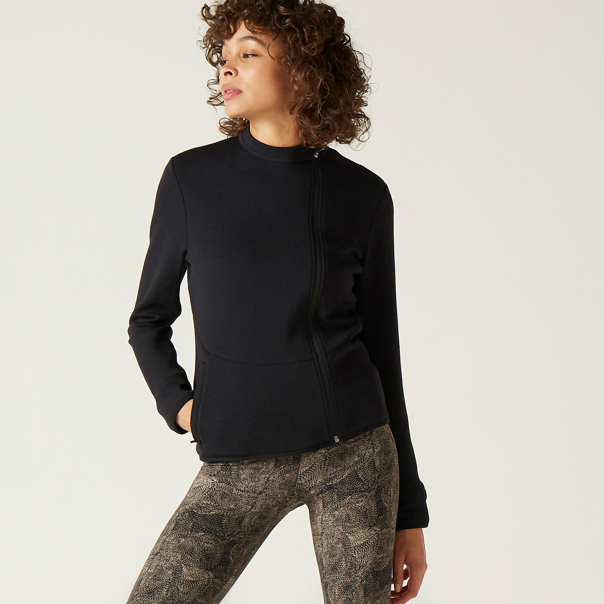 Women's Zip-Up Jacket 560 - Black | Domyos by Decathlon