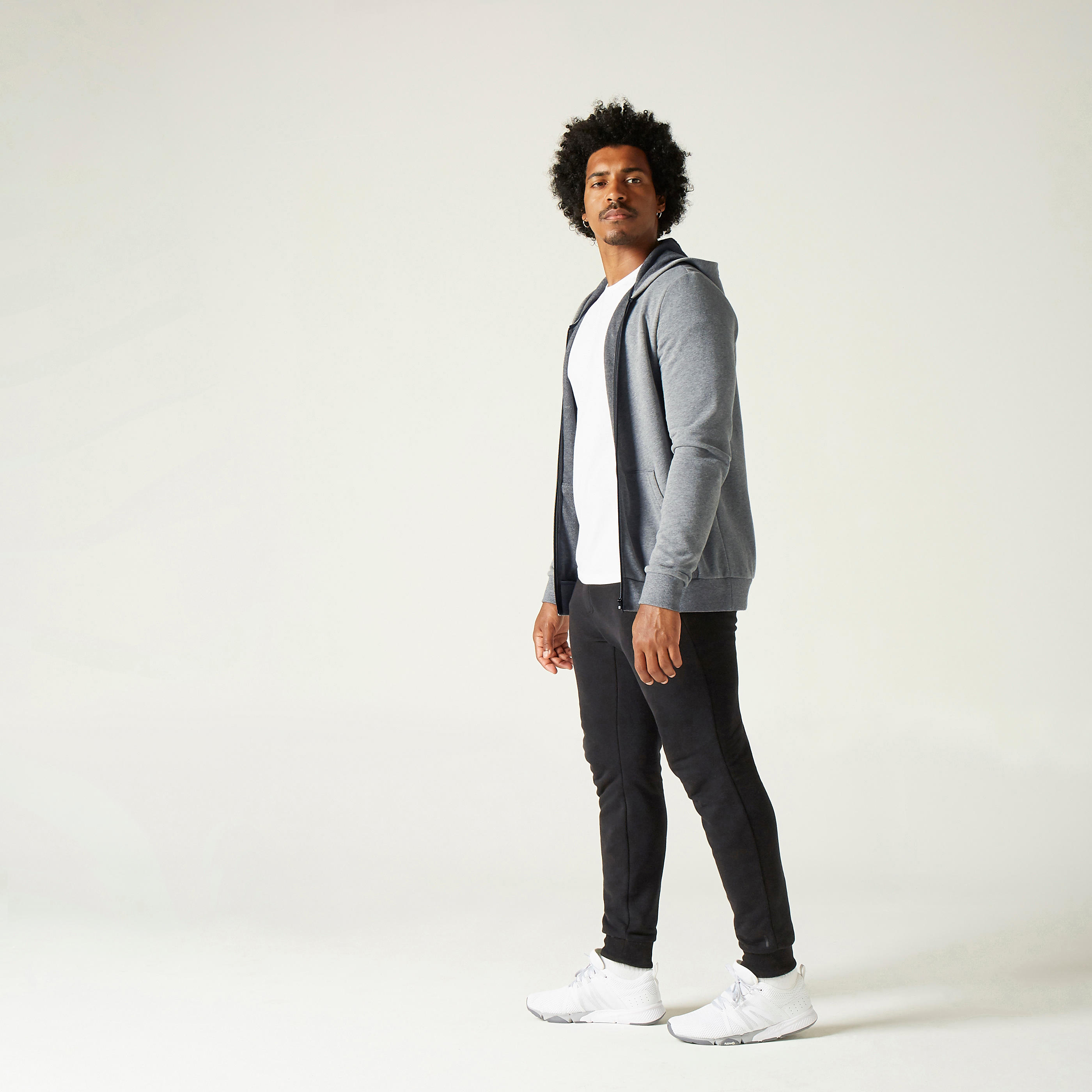 Men’s Zip-Up Fitness Hoodie - 100 - Iron grey - Domyos - Decathlon