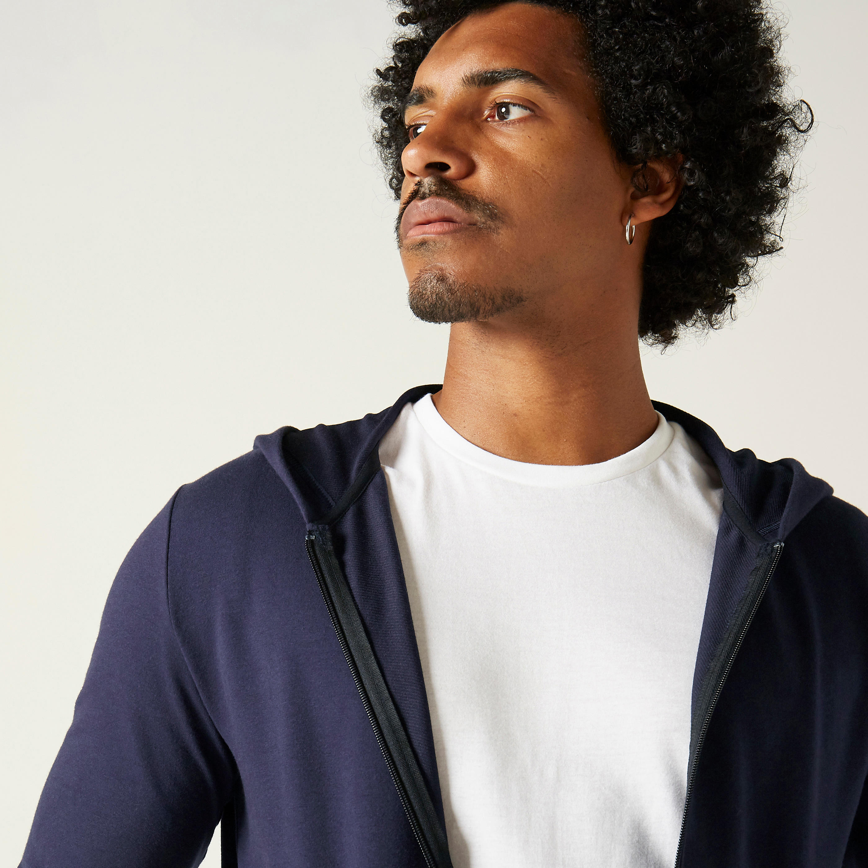 Men's Zip-Up Fitness Hoodie 100 - Dark Blue - Decathlon