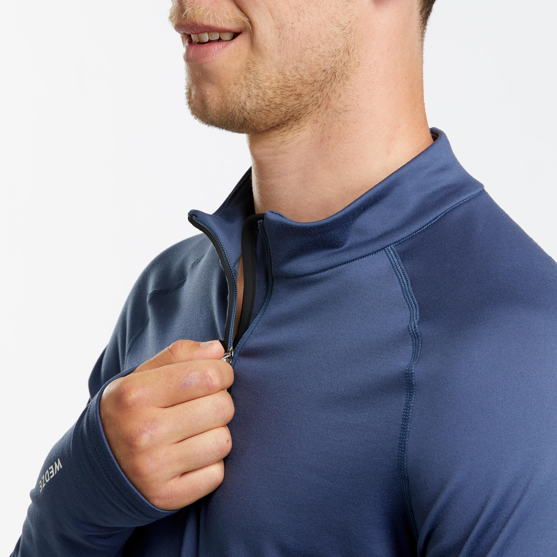 Men's Ski Thermal Base Layer 1/2 Zip Top 500 - Blue