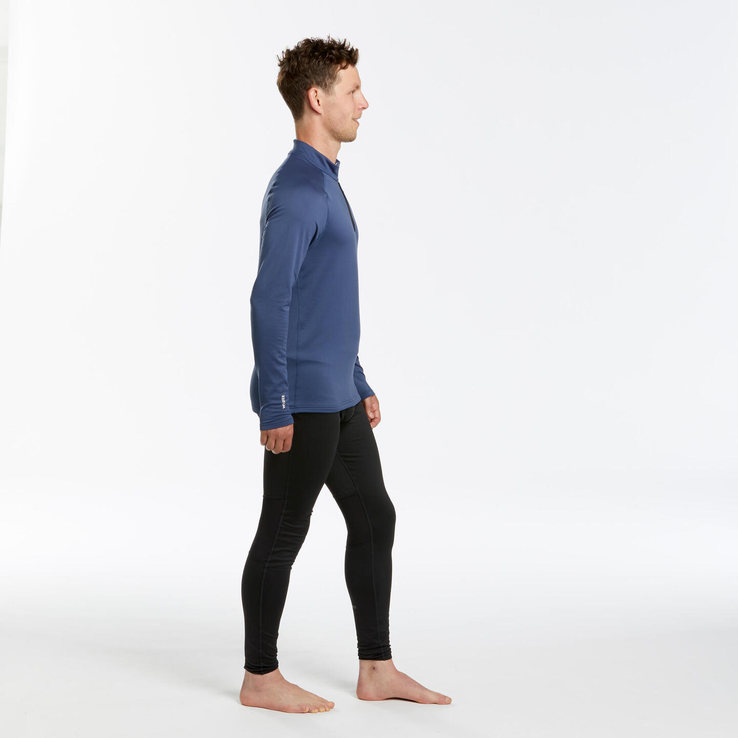 Men's BL 500 thermal base layer 1/2 zip ski top - blue denim