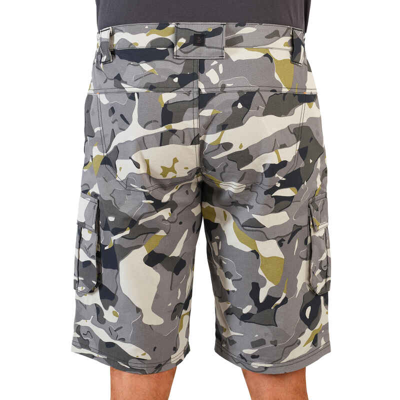 Bermuda Shorts 500 Woodland V1 Mineral Grey Ltd Camouflage Decathlon