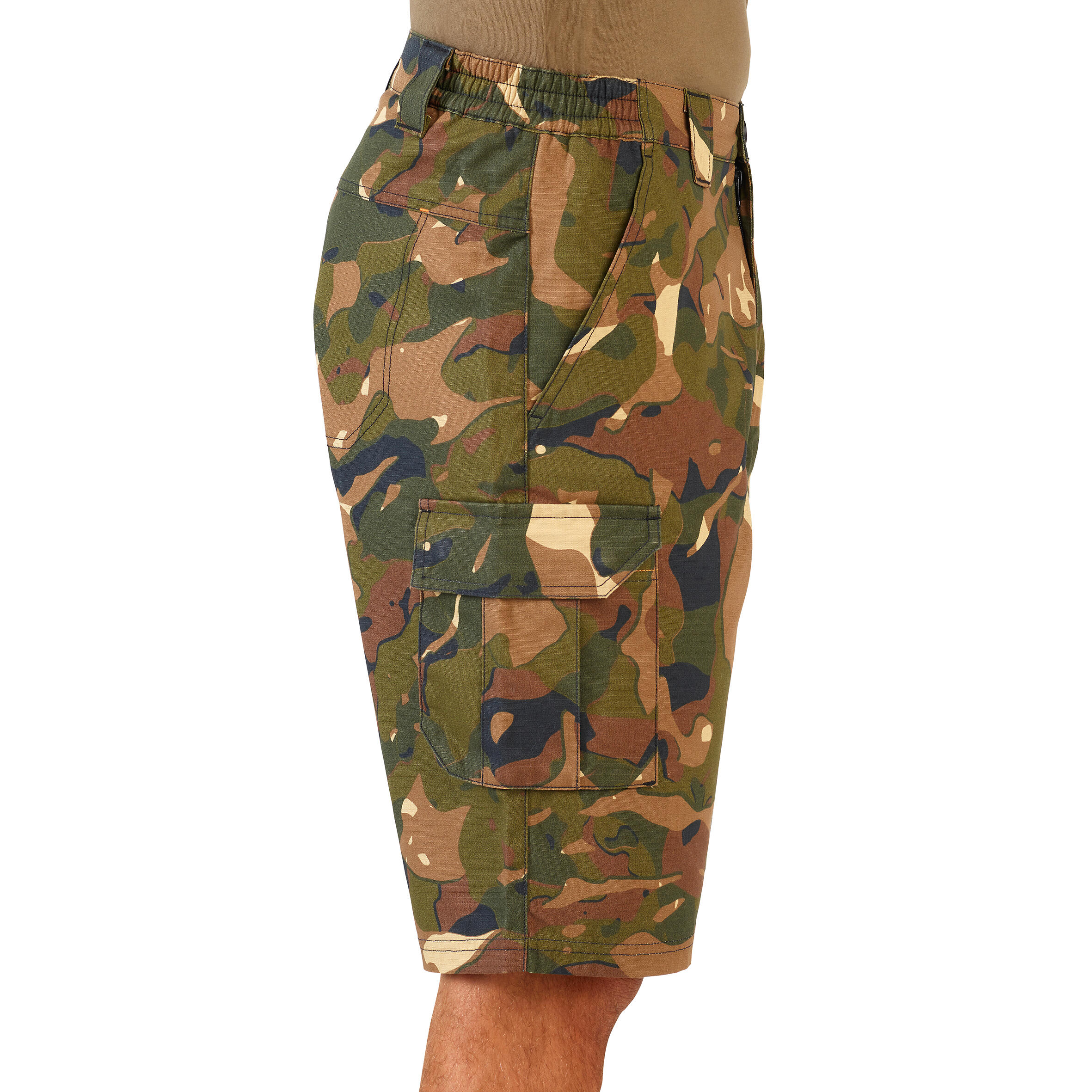 Men Cargo Bermuda Shorts Army Military Camo Print 500 - Camo Green/Brown