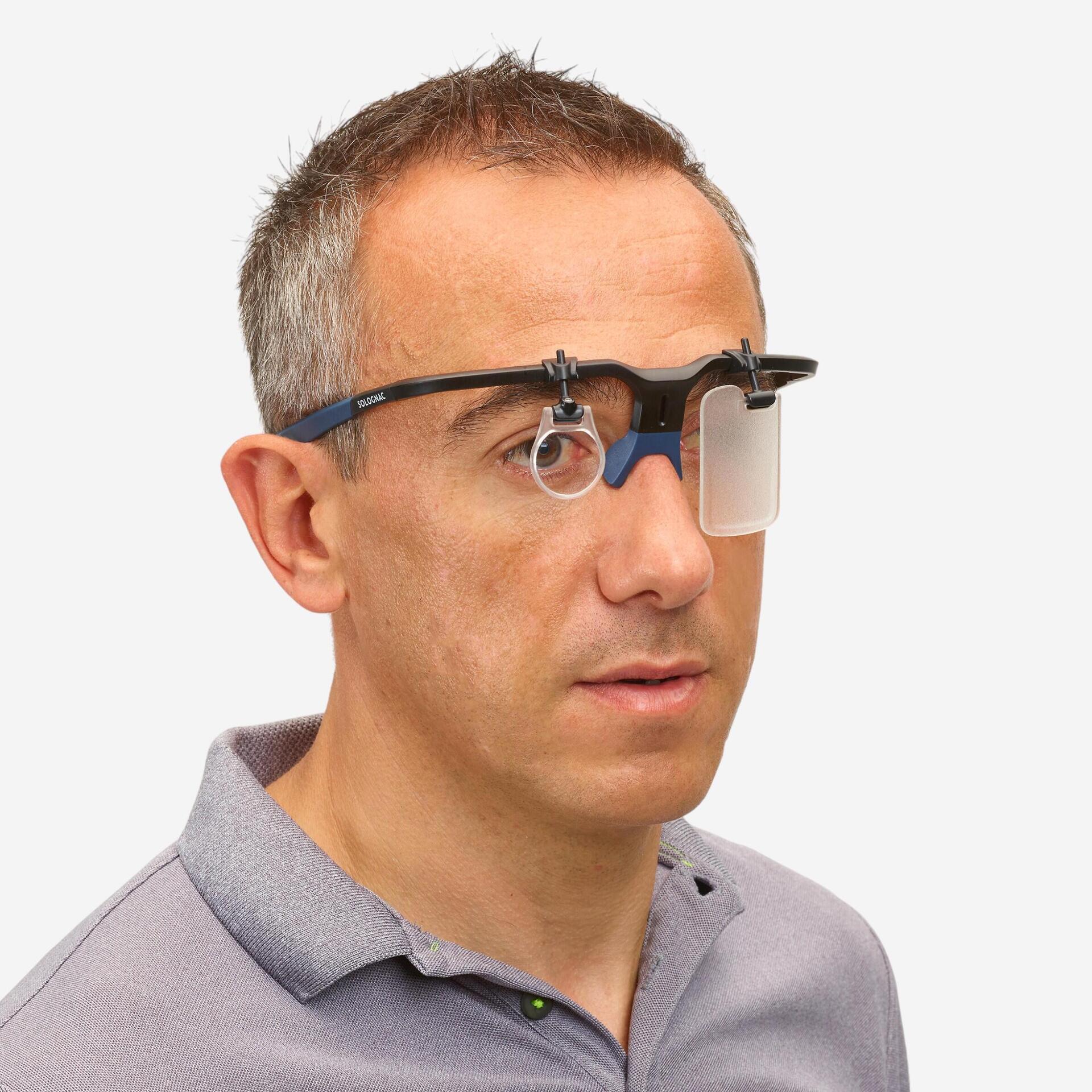 Monture de tir avec cache oeil et porte verre : shooting frame 100 bleu ...