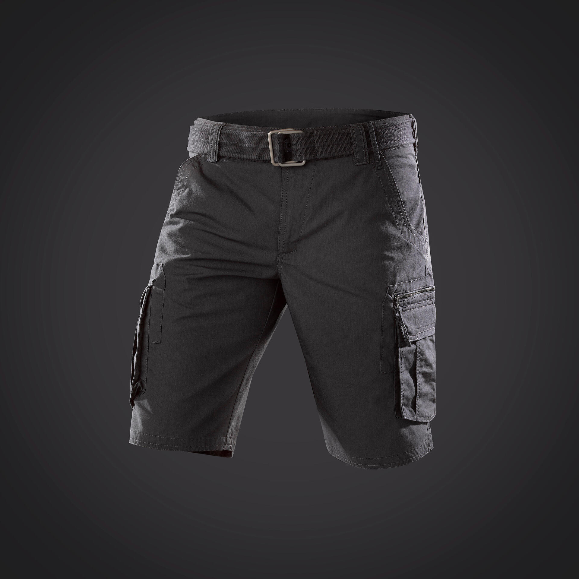 Men Trekking Cargo Shorts Travel 100 - Carbon Grey