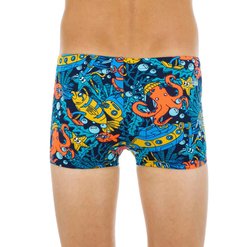 Boys' swimming boxer shorts - 500 Fitib all marin blue red - Decathlon