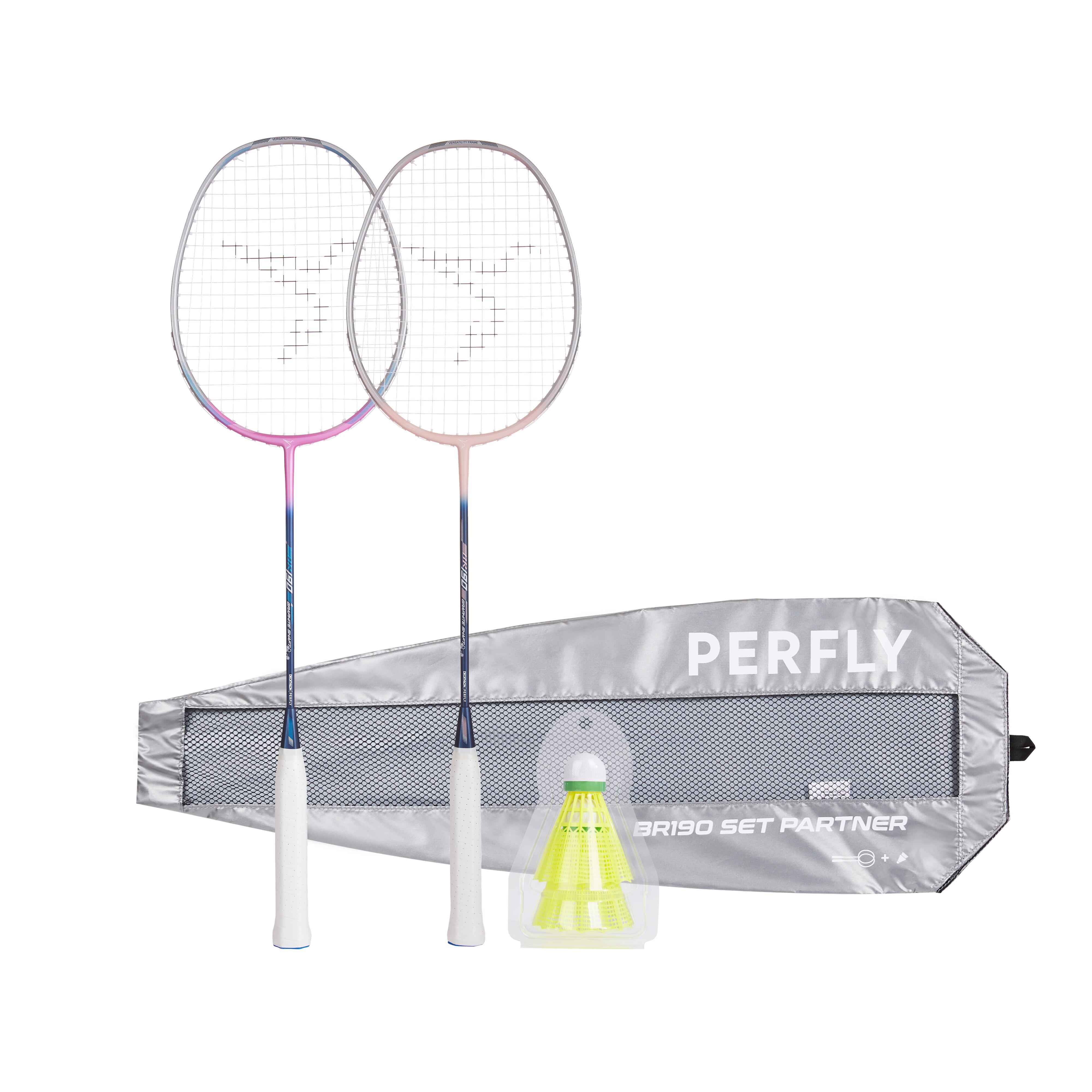 ADULT BADMINTON RACKET BR 190 SET PARTNER VIOLET PINK - Decathlon