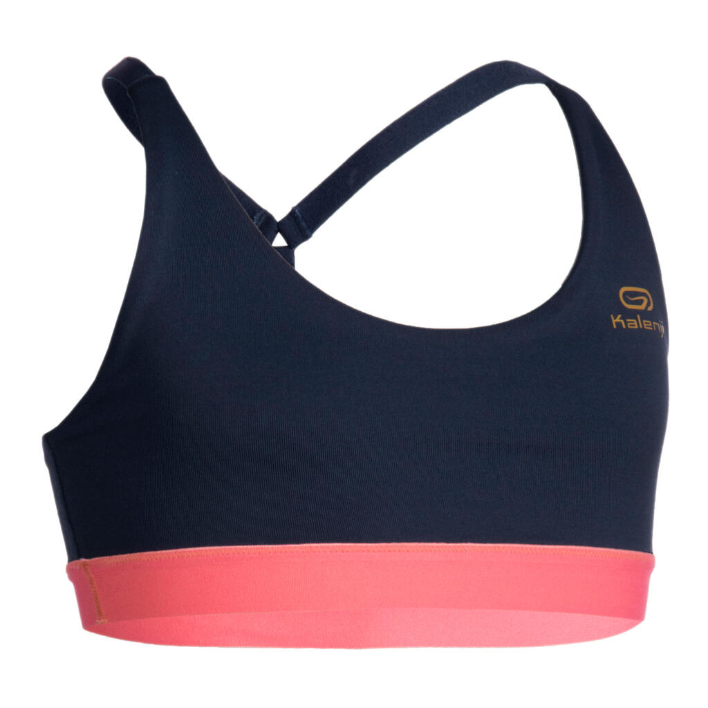 Girls Sports Bra At 500 Navy Blue Decathlon