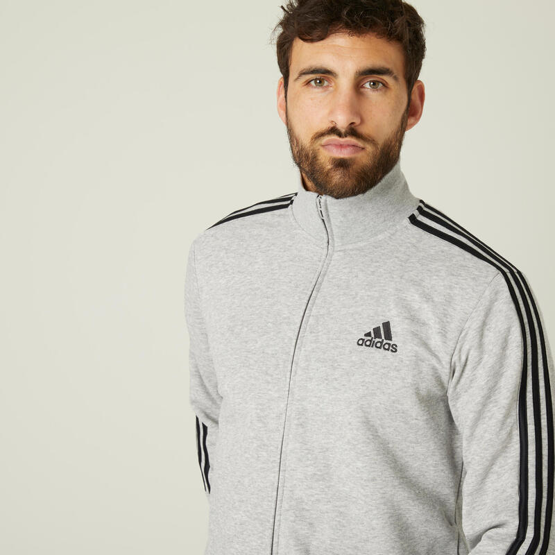 Men's Cotton Fitness Tracksuit Aeroready - Mottled Grey ADIDAS - Decathlon