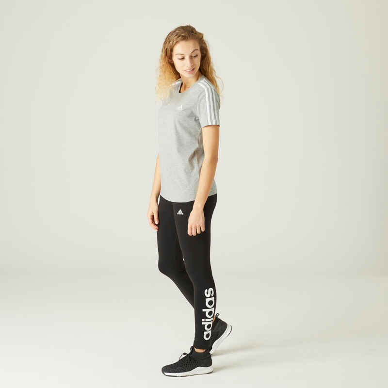ДАМСКА ТЕНИСКА ЗА ФИТНЕС Adidas СИВА Decathlon