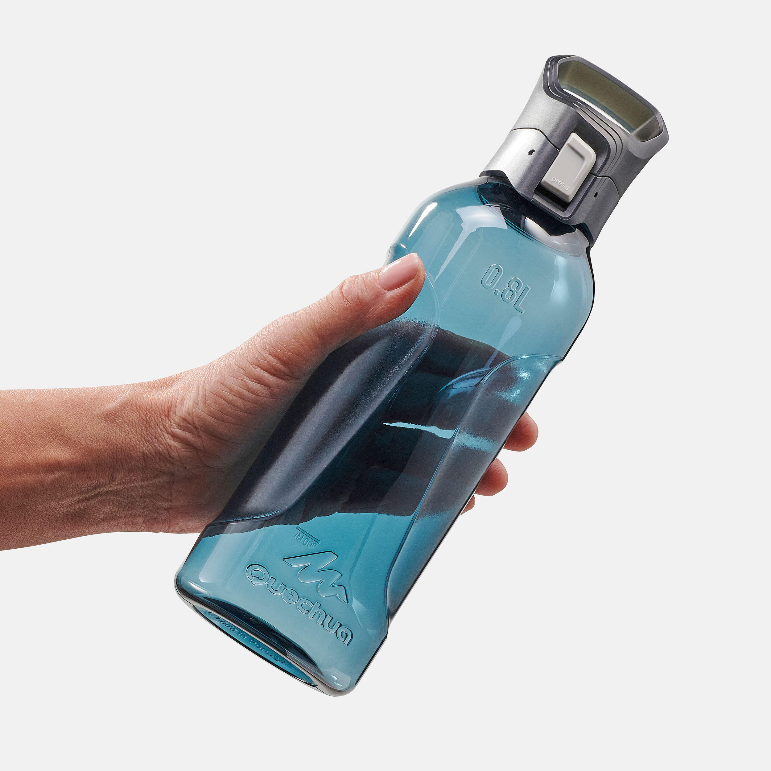 BOTELLA ECOZEN® 0,8L CON TAPA DE APERTURA RÁPIDA PARA SENDERISMO AZUL - Decathlon