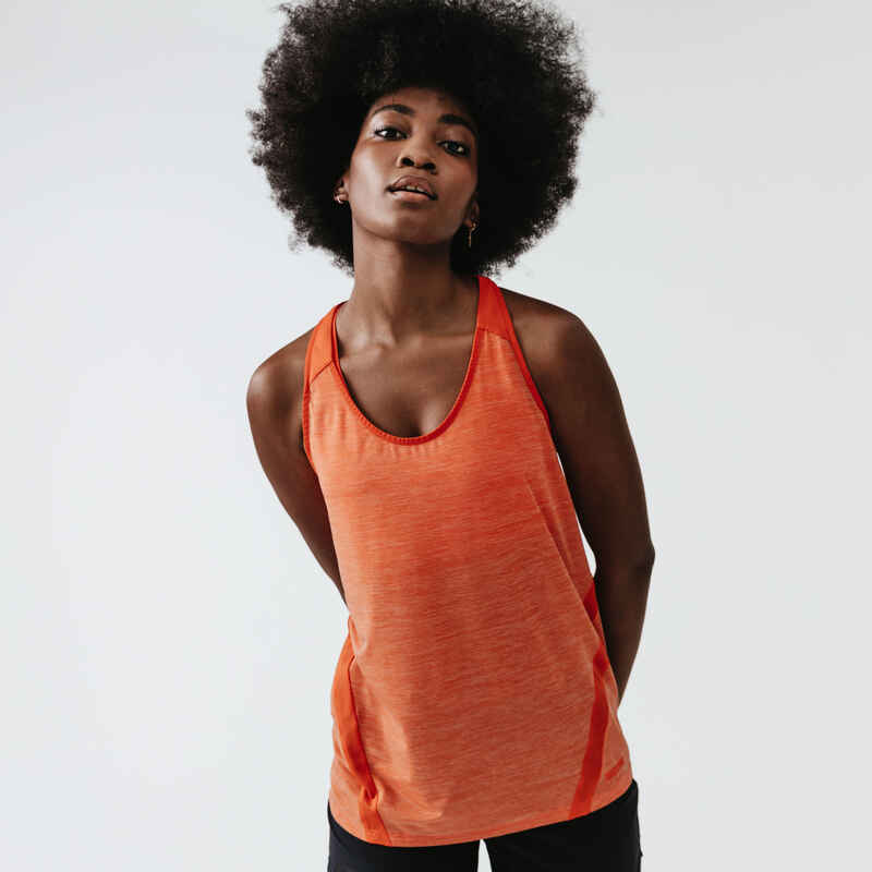 Women's lightweight running tank top Light - orange/red - Decathlon