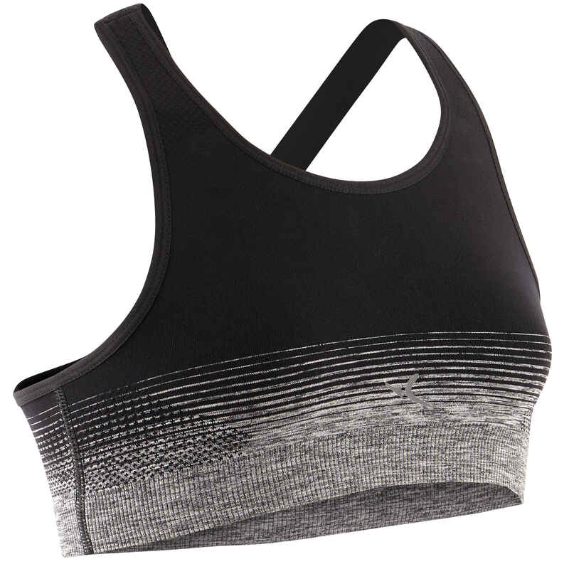 Girls' Gym Sports Bra 580 - Black - Decathlon