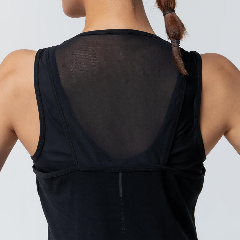 Stretchy Cotton Fitness Tank Top With Built In Bra Black