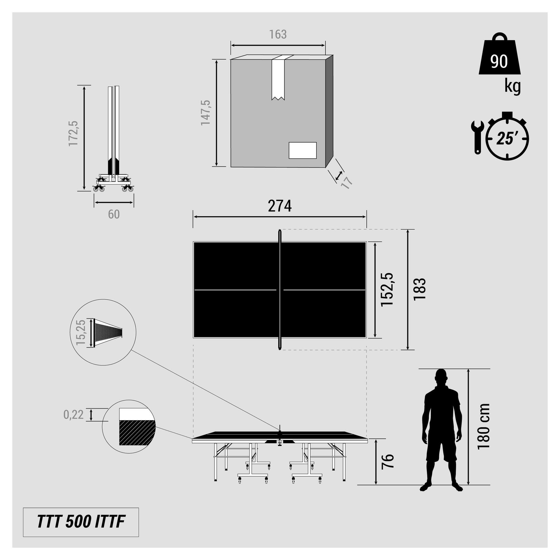 ITTF Approved Club Table Tennis Table TTT 500