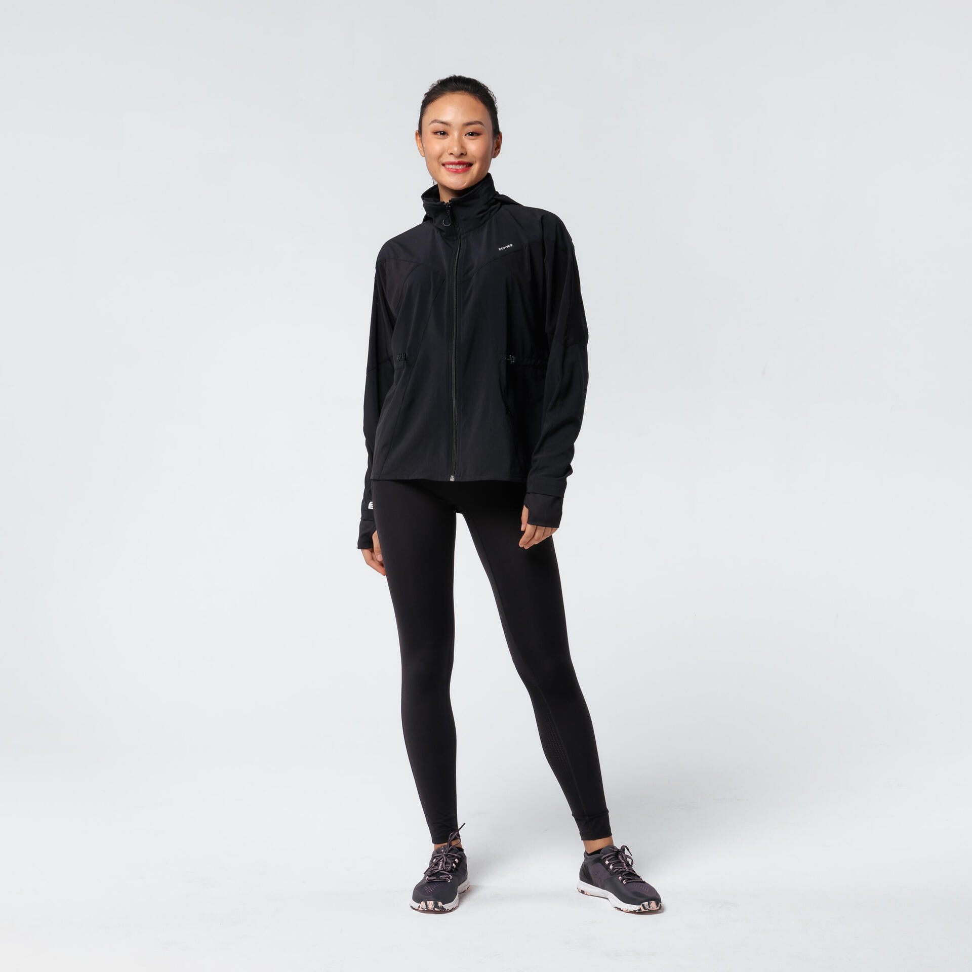 Loose Hooded Fitness Jacket - Black