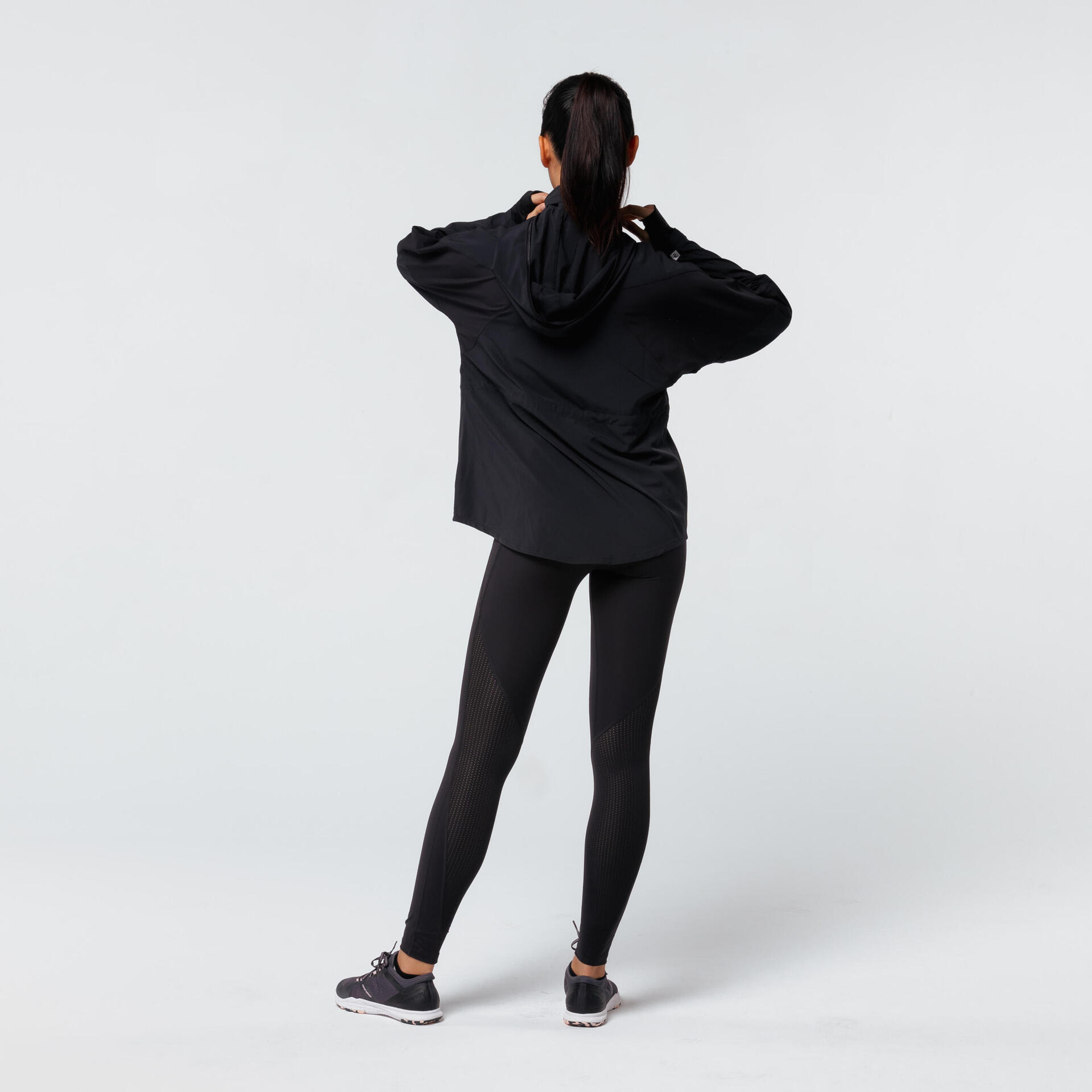 Loose Hooded Fitness Jacket - Black