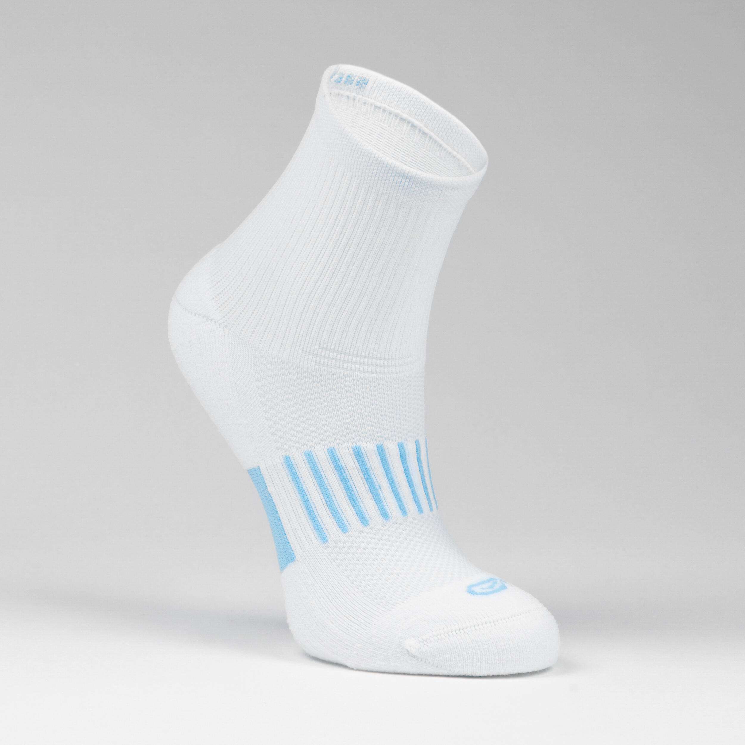 Kids' Socks AT 500 Mid 2-Pack - plain blue and blue stripe - Decathlon