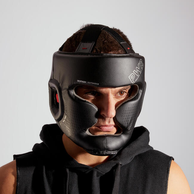 Adult Boxing Full Face Headguard 500 - Black