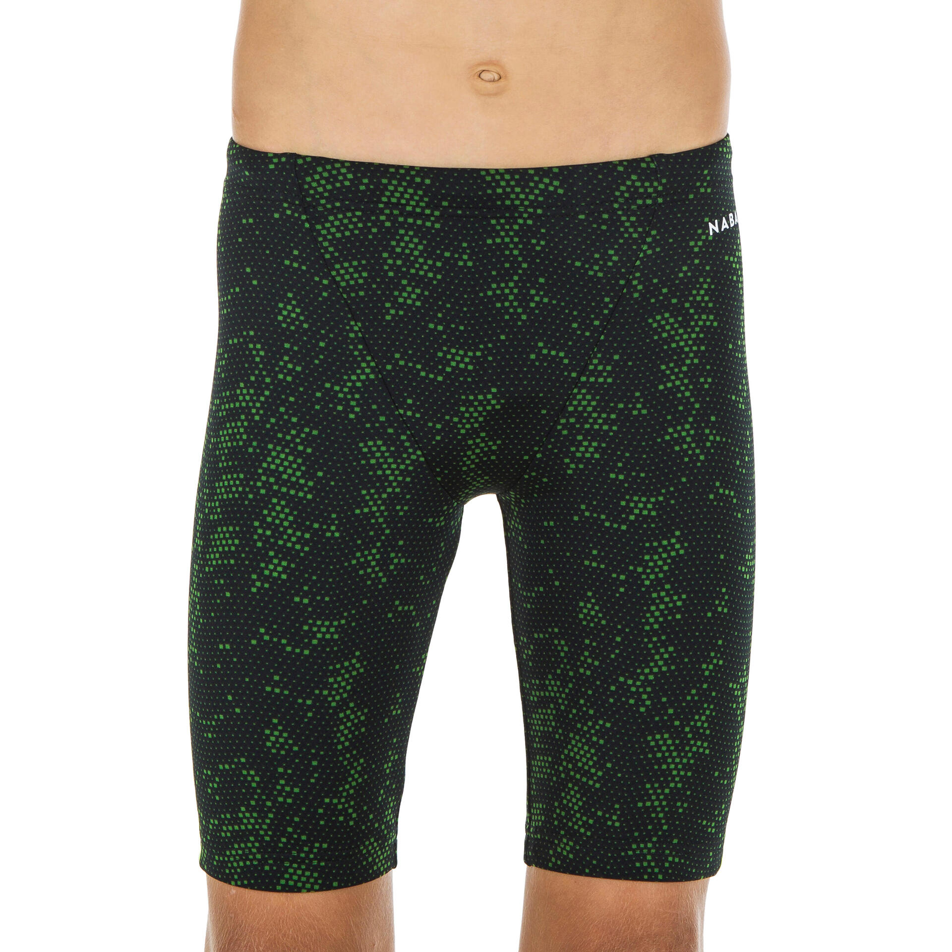 Boys’ Swimming Jammer - Fitib - Black / Olive green / Neon yellow