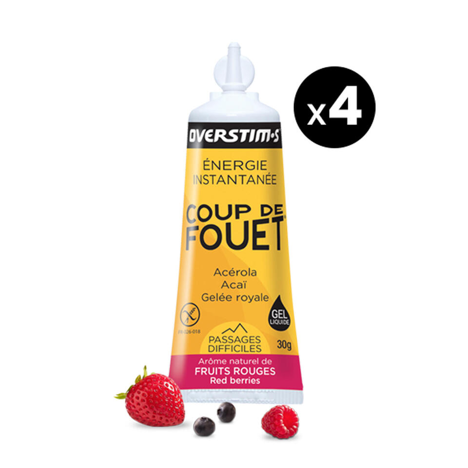 Overstims Gel énergétique Coup de fouet fruits rouges - 4x30g Overstim ...