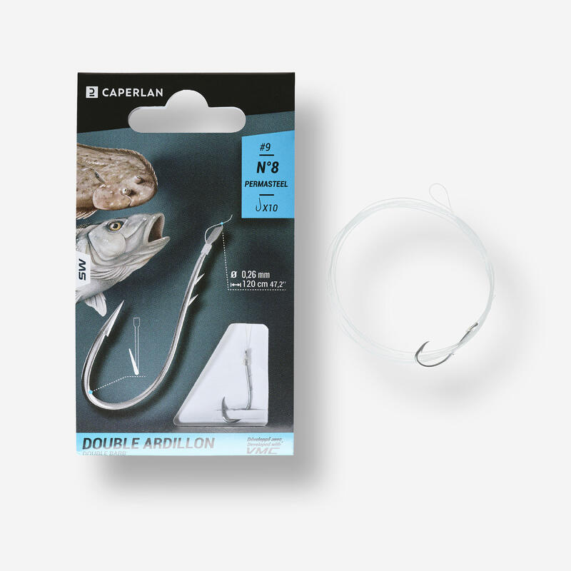 SN double-barb spade-end hooks to line for sea fishing CAPERLAN - Decathlon