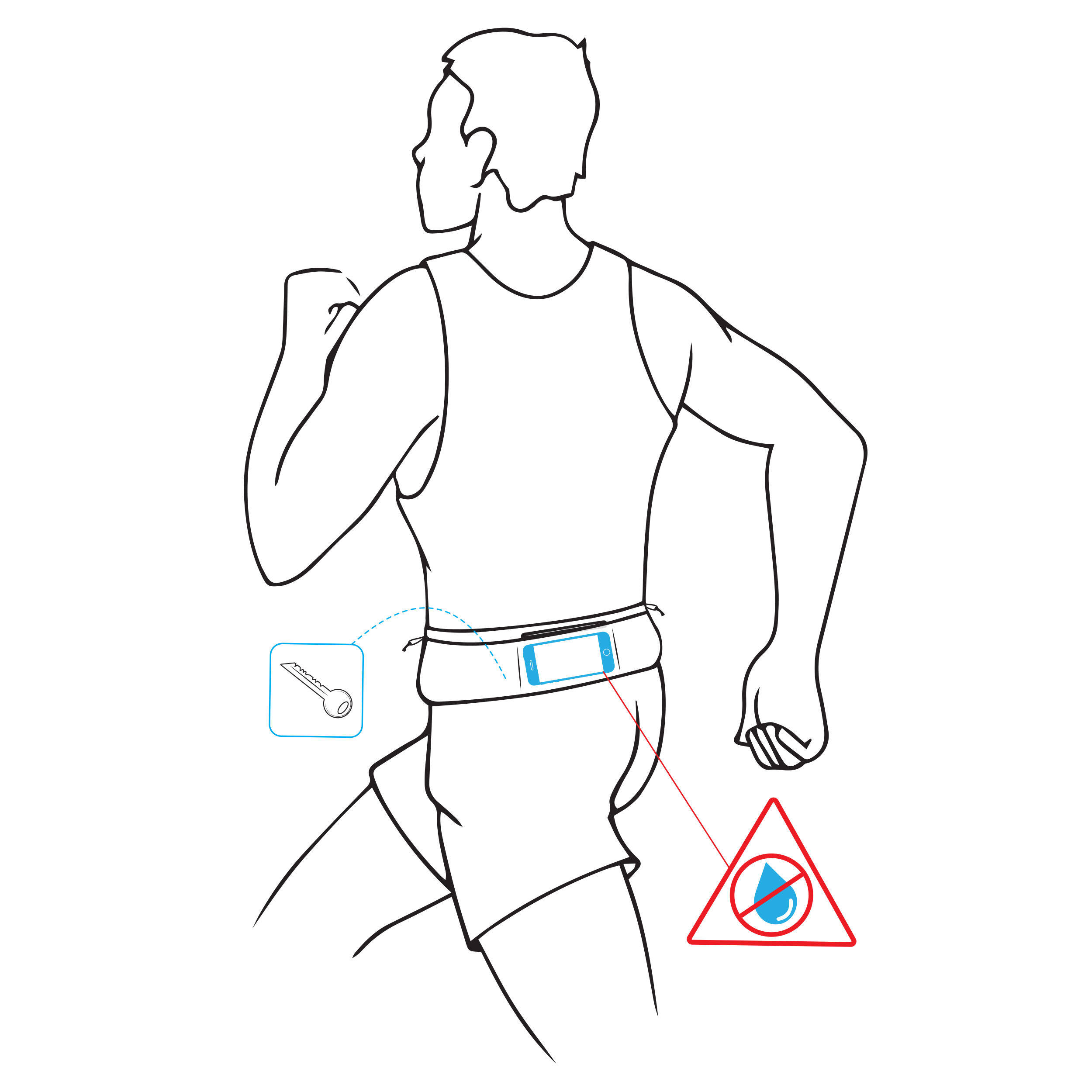 Road Running Hydration Belt for Two 250 ml Soft Flasks - Black - Kiprun ...