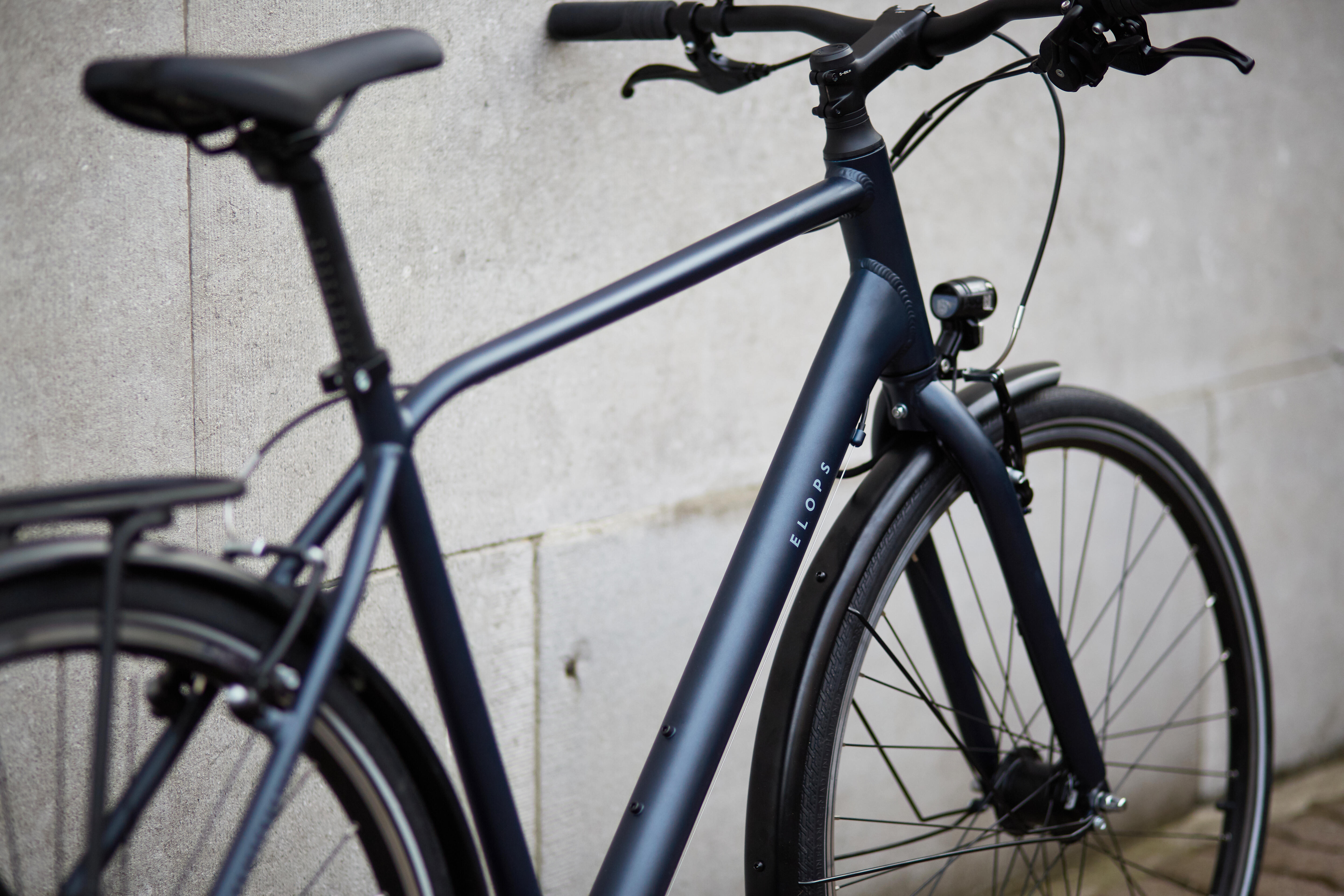 Vélo de ville longue distance à cadre haut 500 - Gris ardoise - Elops ...