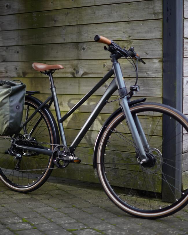 City Bike Long Distance 28 Zoll Elops LD900 LF Damen dunkelgrün | Decathlon