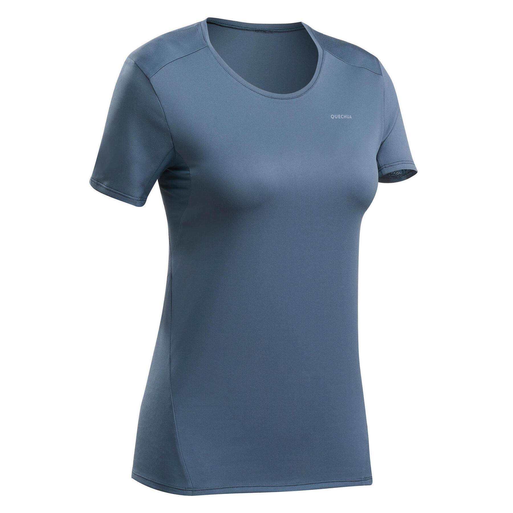Women Mountain Walking Short-Sleeved T-Shirt MH100 - Grey Blue
