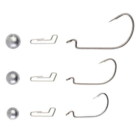 LURE FISHING TEXAS HOOKS JIGHEAD SOFT LURE RIG TEX PACK - Decathlon