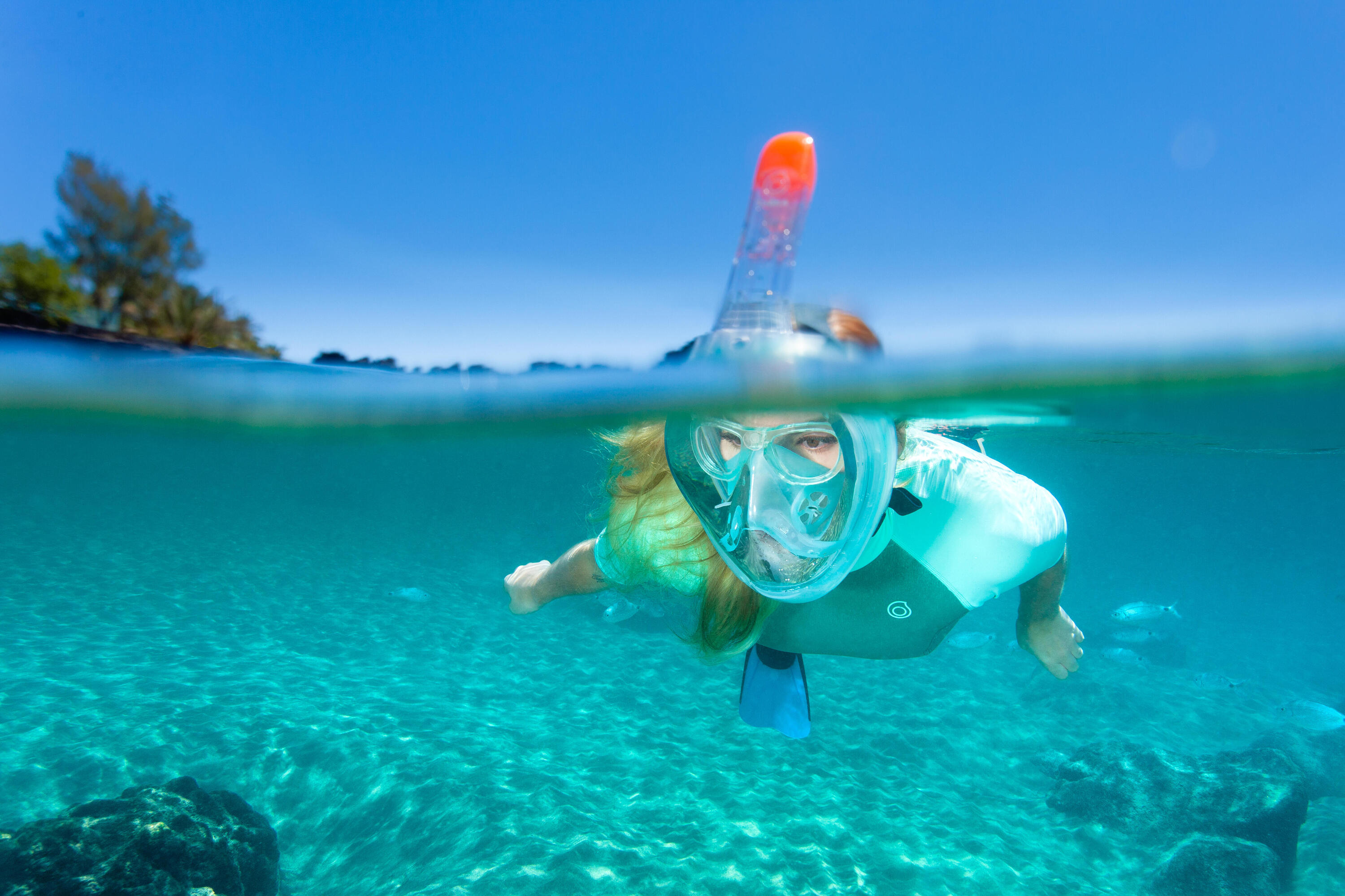 Adult’s Easybreath Surface Mask - 500 Turquoise with bag SUBEA | Decathlon