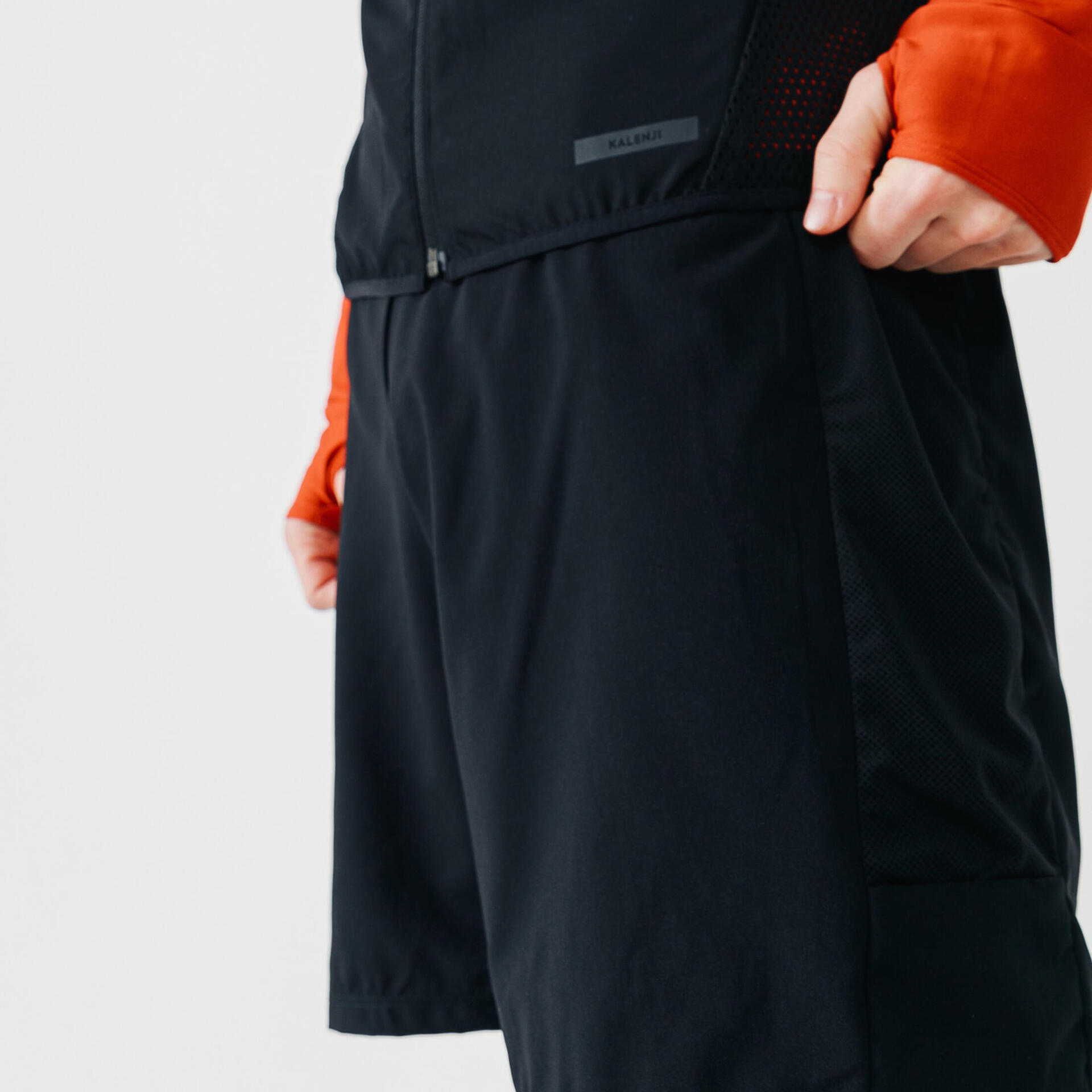 Men's Running Sleeveless Jacket Kalenji Run Wind - black