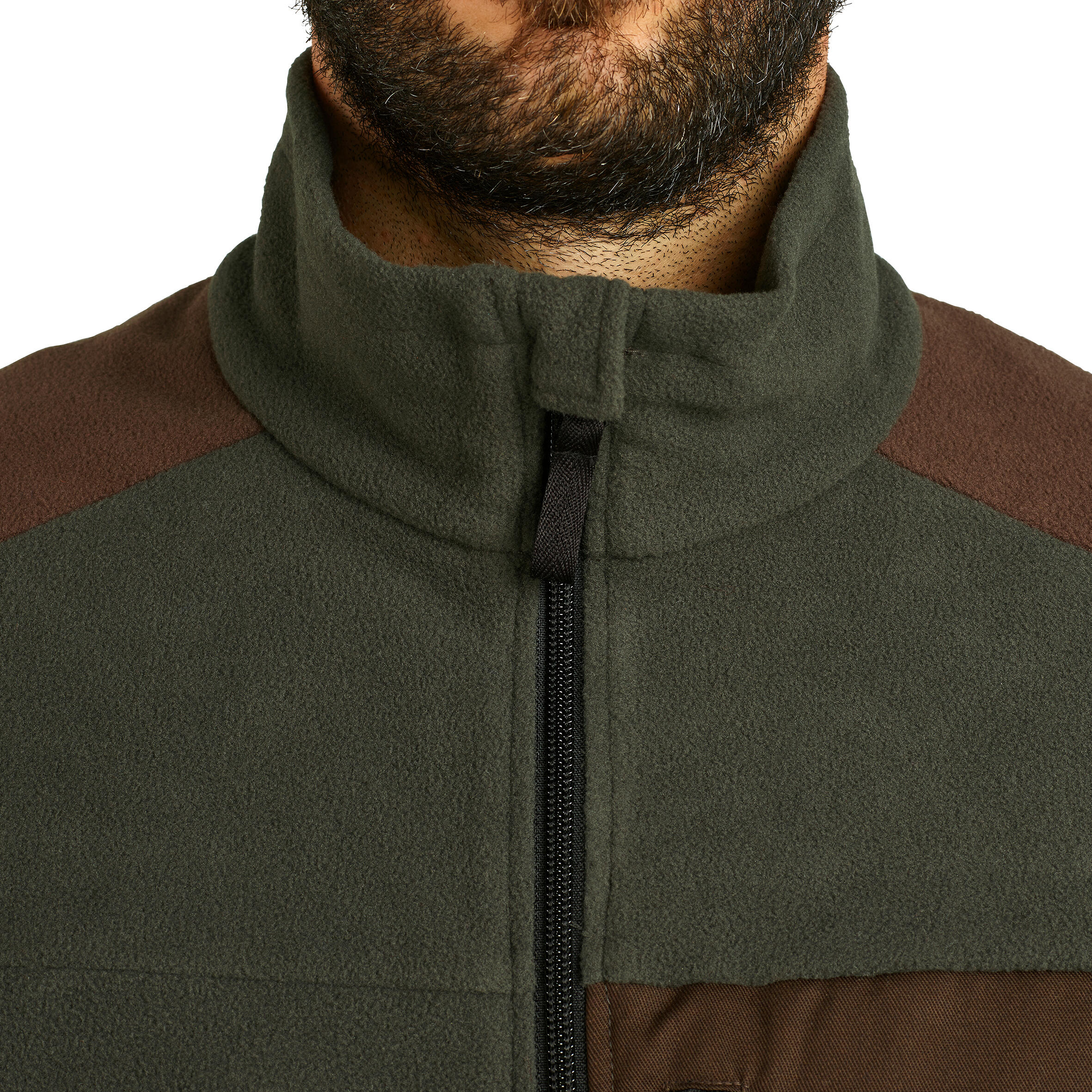 Hunting Fleece - 500 Brown/Green - Bronze Green, Deep shale - Solognac ...