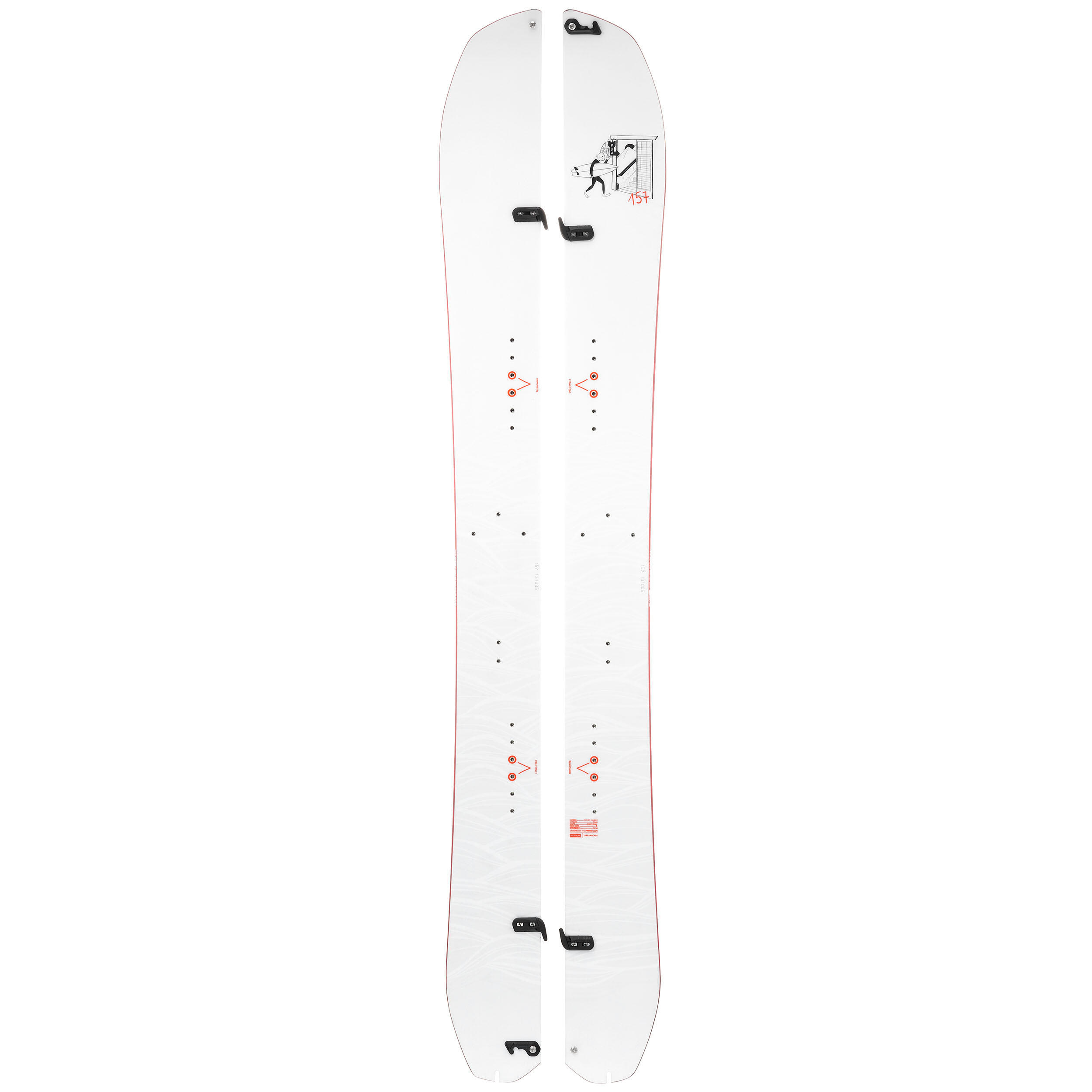 Snowboard Splitboard with Skins - 500 - White, Red - Dreamscape - Decathlon