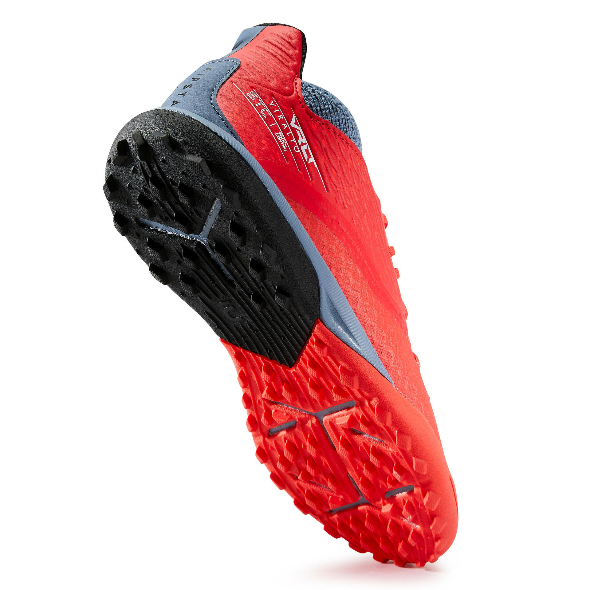 Kids' Hard Ground Football Boots Viralto III Turf TF - Red/Grey