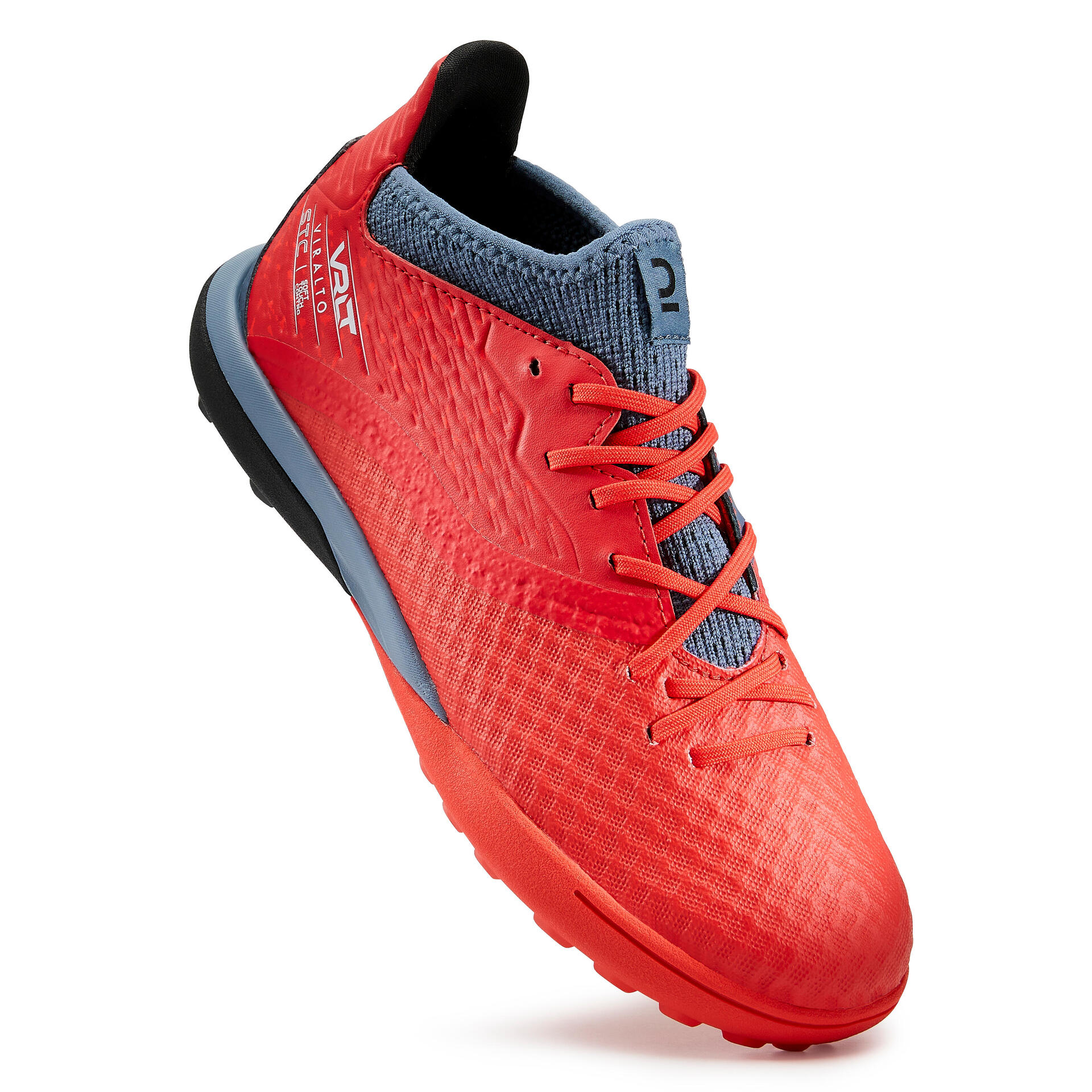Kids' Hard Ground Football Boots Viralto III Turf TF - Red/Grey
