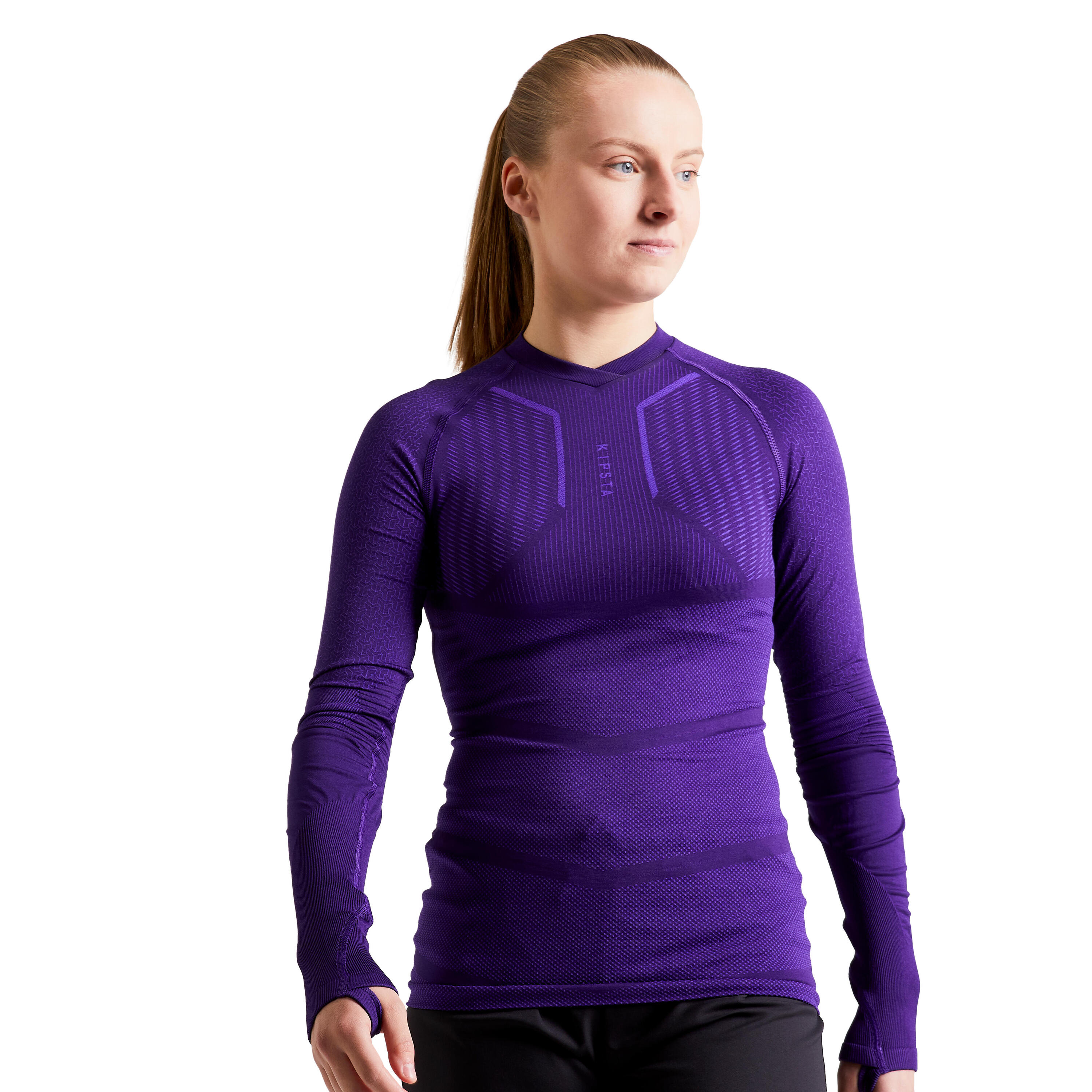 Adult breathable football base layer, purple KIPSTA | Decathlon