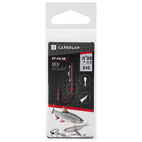 SINGLE RED UNMOUNTED HOOK PA HK 2 X10 FOR STILL FISHING - Decathlon