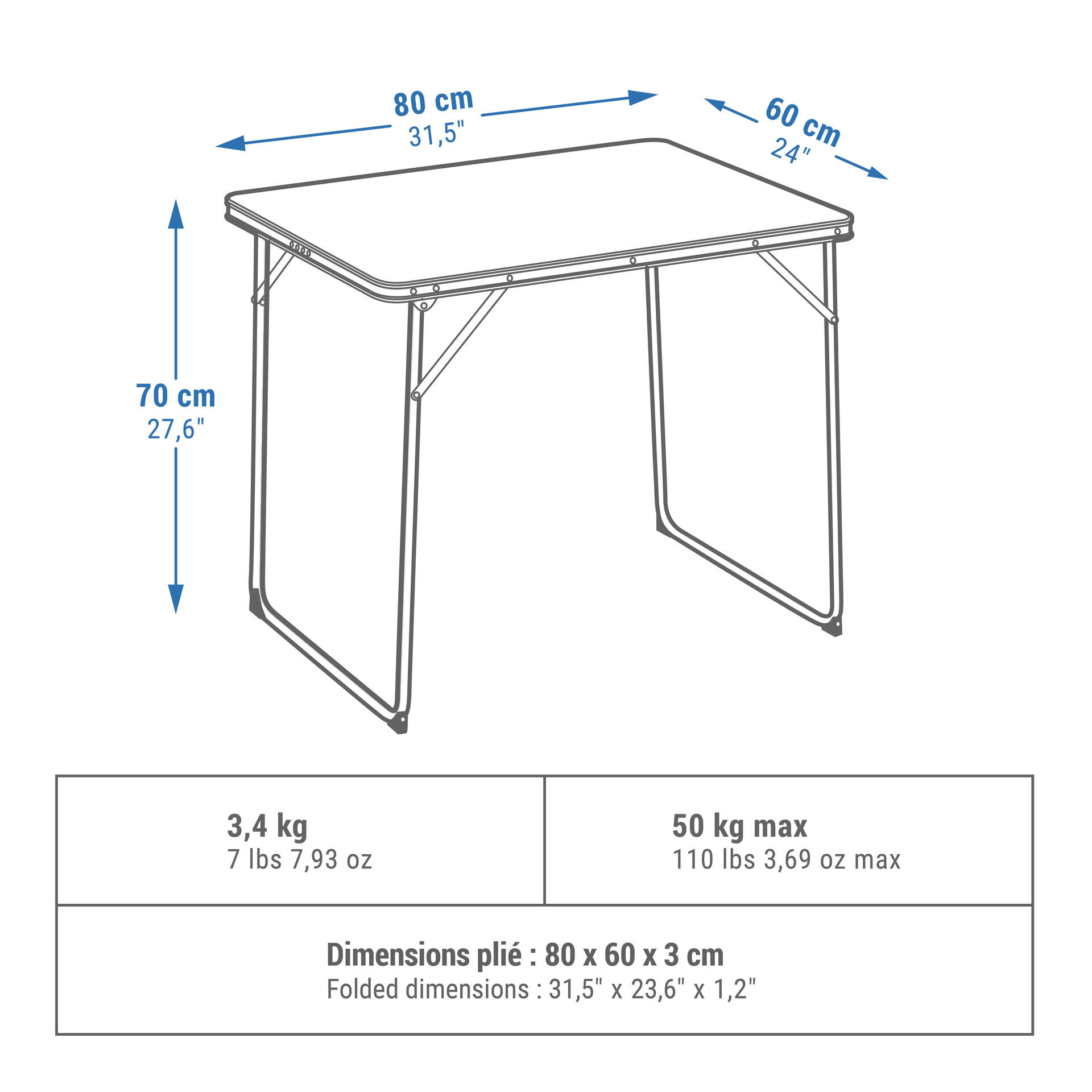 FOLDING CAMPING TABLE – 2 TO 4 PEOPLE