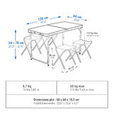 Sklopivi sto za kampovanje i 4 stolice (za 4 do 6 osoba) - Decathlon