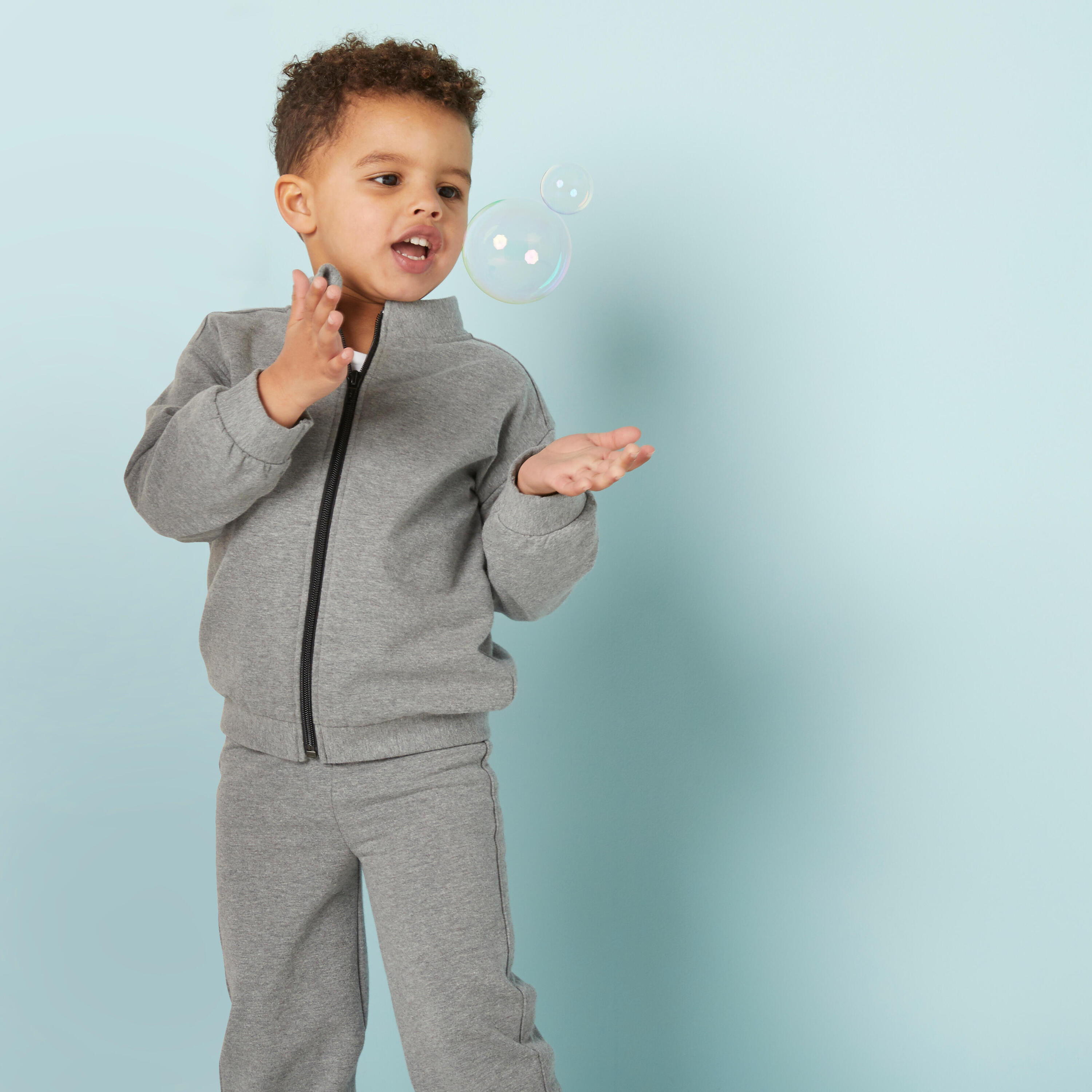Kids' Basic Warm Regular-Fit Tracksuit - Grey DOMYOS | Decathlon