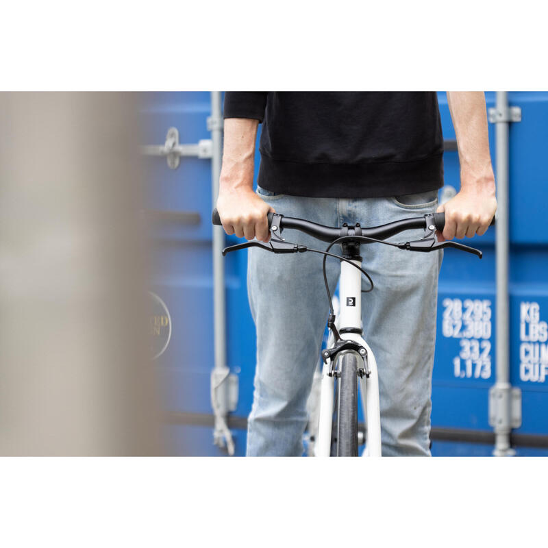 BICICLETA DE CIDADE SINGLE SPEED 500 CINZENTO CARBONO ELOPS - Decathlon