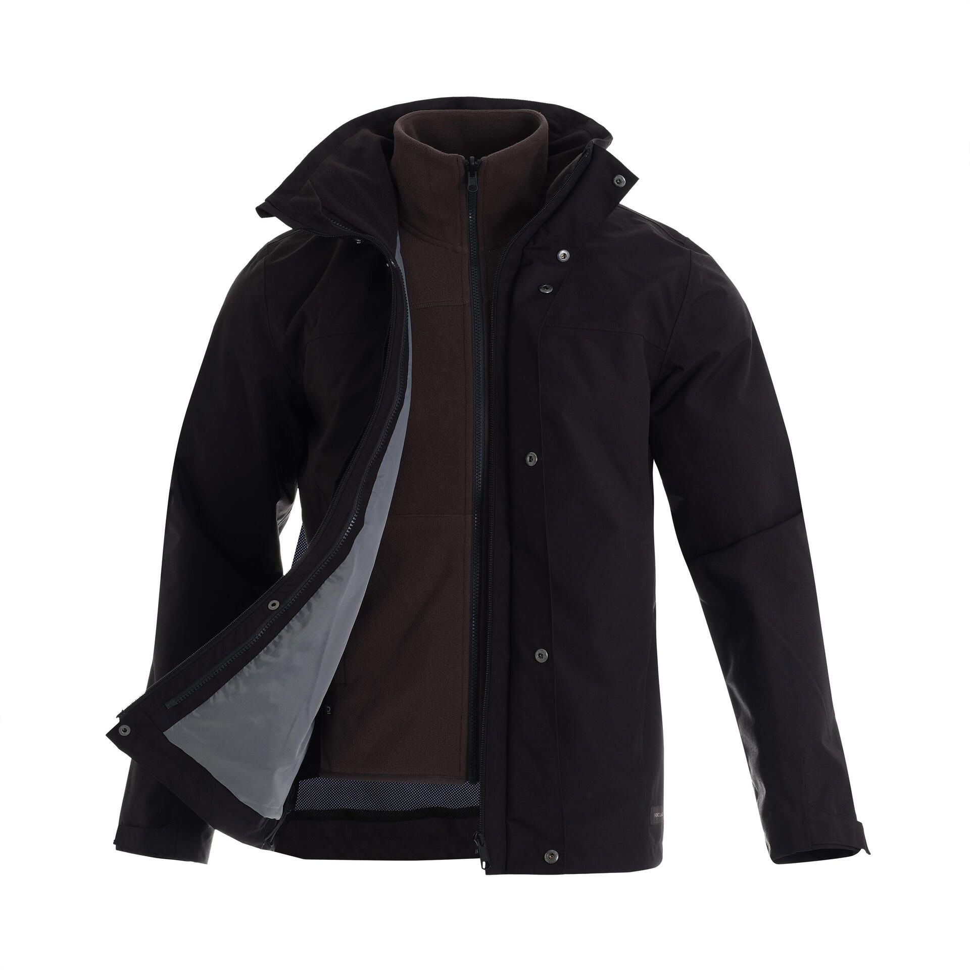 0°C Men's 3in1 Fleece Snow Hiking Jacket - Travel 100 - Black